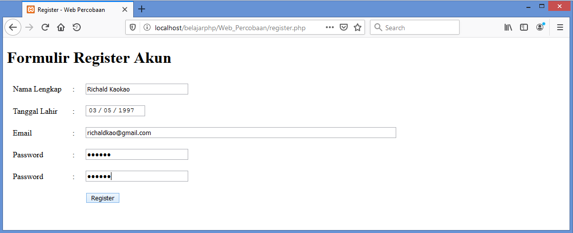 Membuat Halaman Register di PHP - Sipintek.com - Sipintek.com