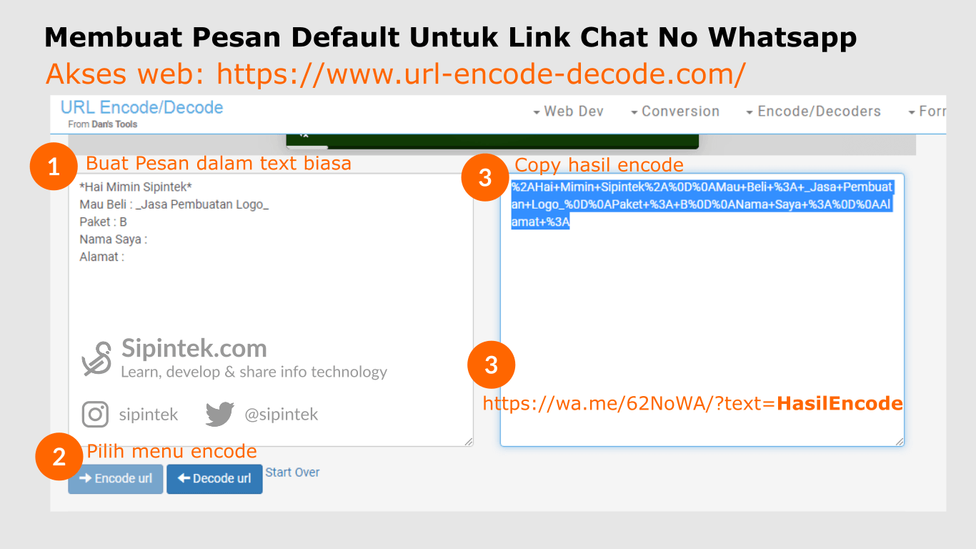 Membuat Link Chat Whatsapp (WA), Dengan Pesan Default - Sipintek.com ...